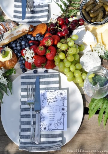 How to Create a French Inspired Picnic Charcuterie Board - Life is a Party
