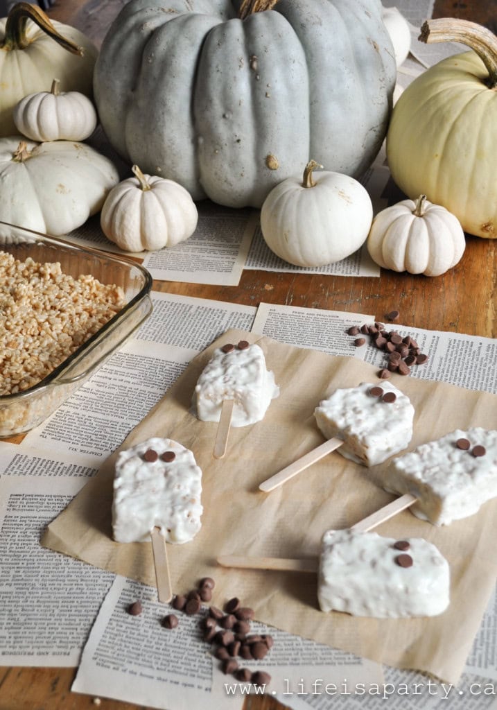 Halloween Ghost Rice Krispie Treats - Life is a Party