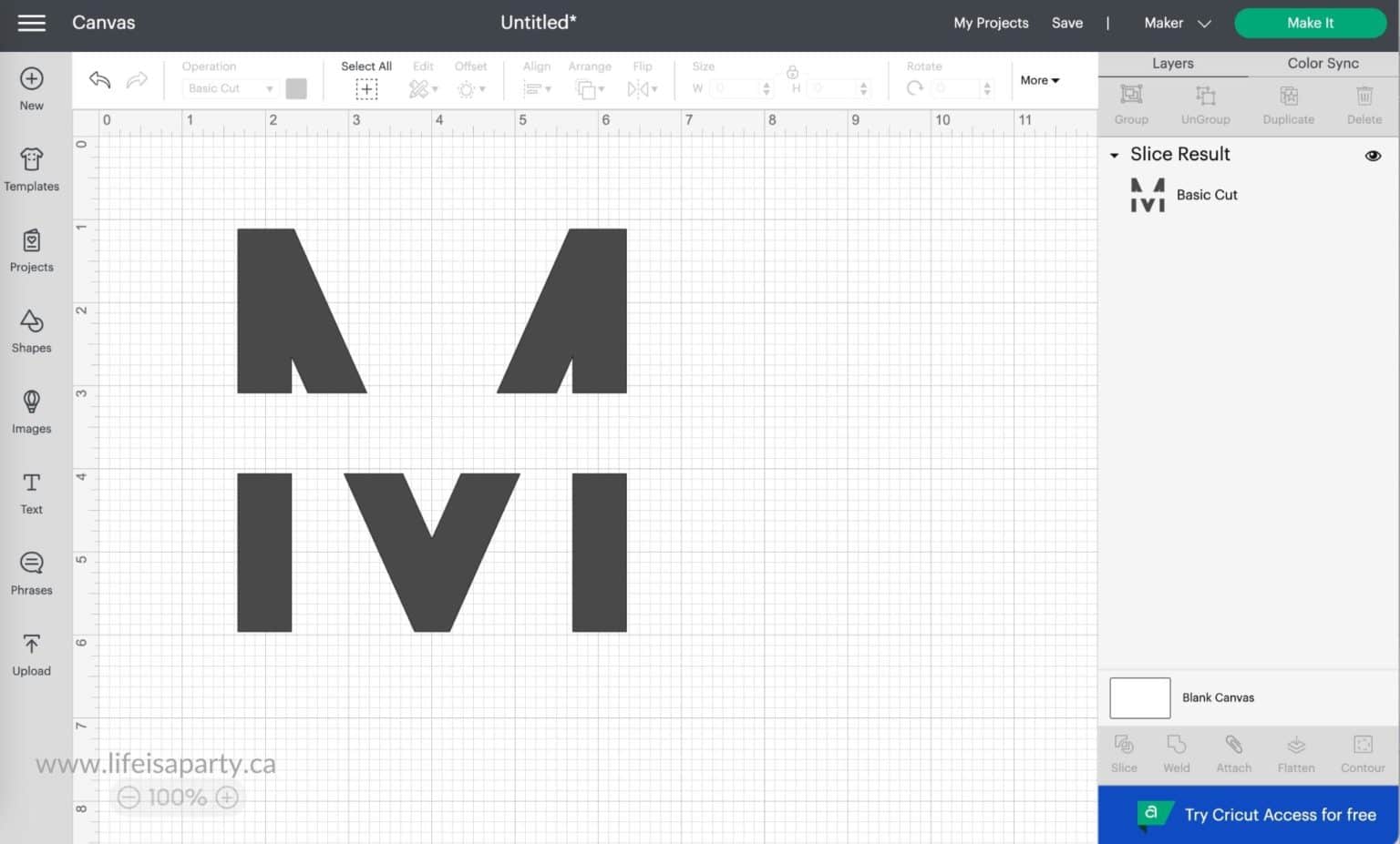 How To Slice In Cricut Design Space - Life is a Party