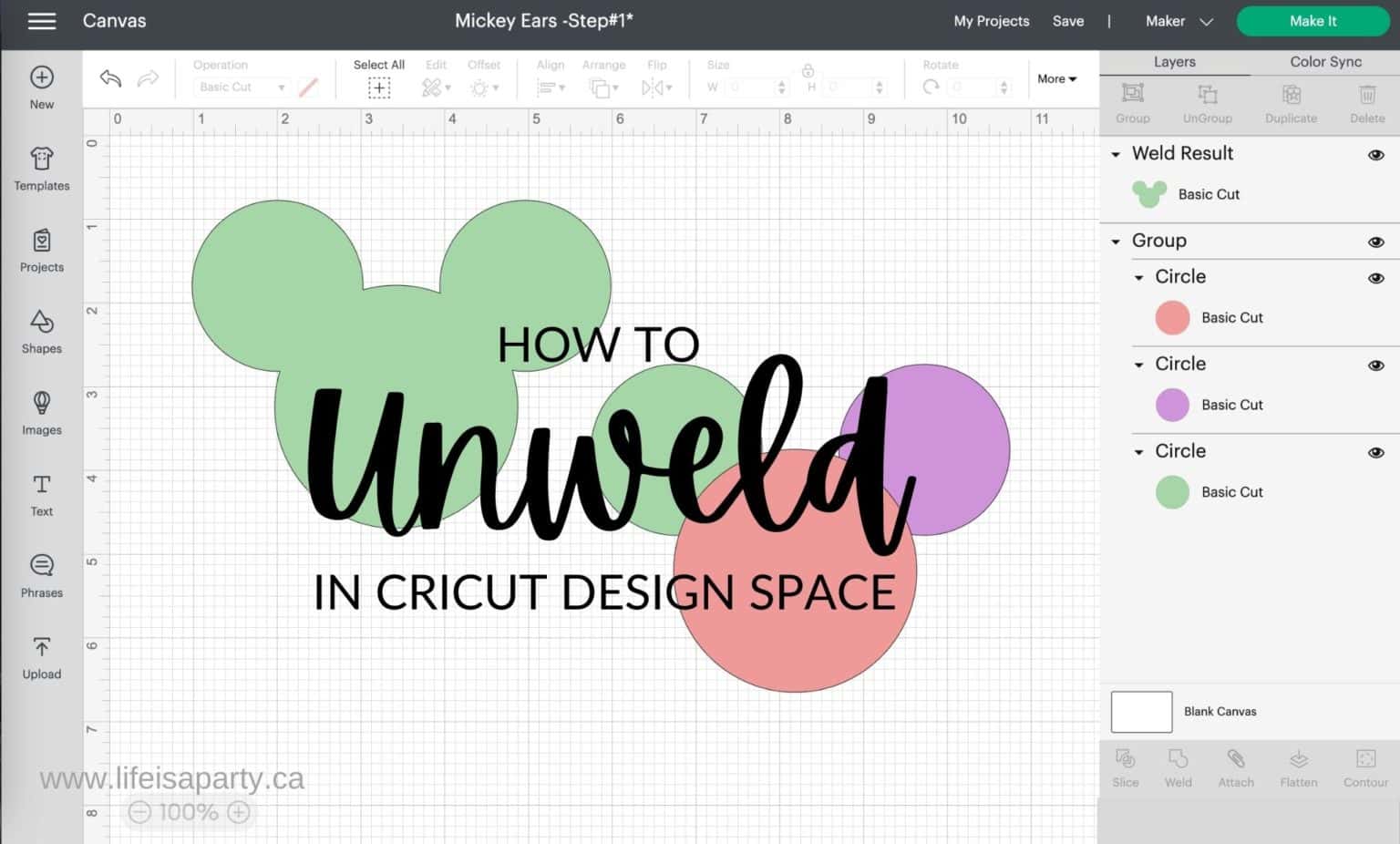 How To Unweld In Cricut Design Space - Life is a Party