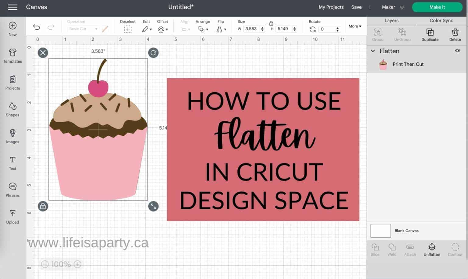 What Does Flatten Mean In Cricut Design Space? - Life is a Party