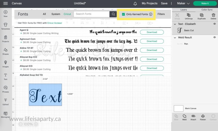 How To Connect Cursive Letters On Cricut - Life is a Party